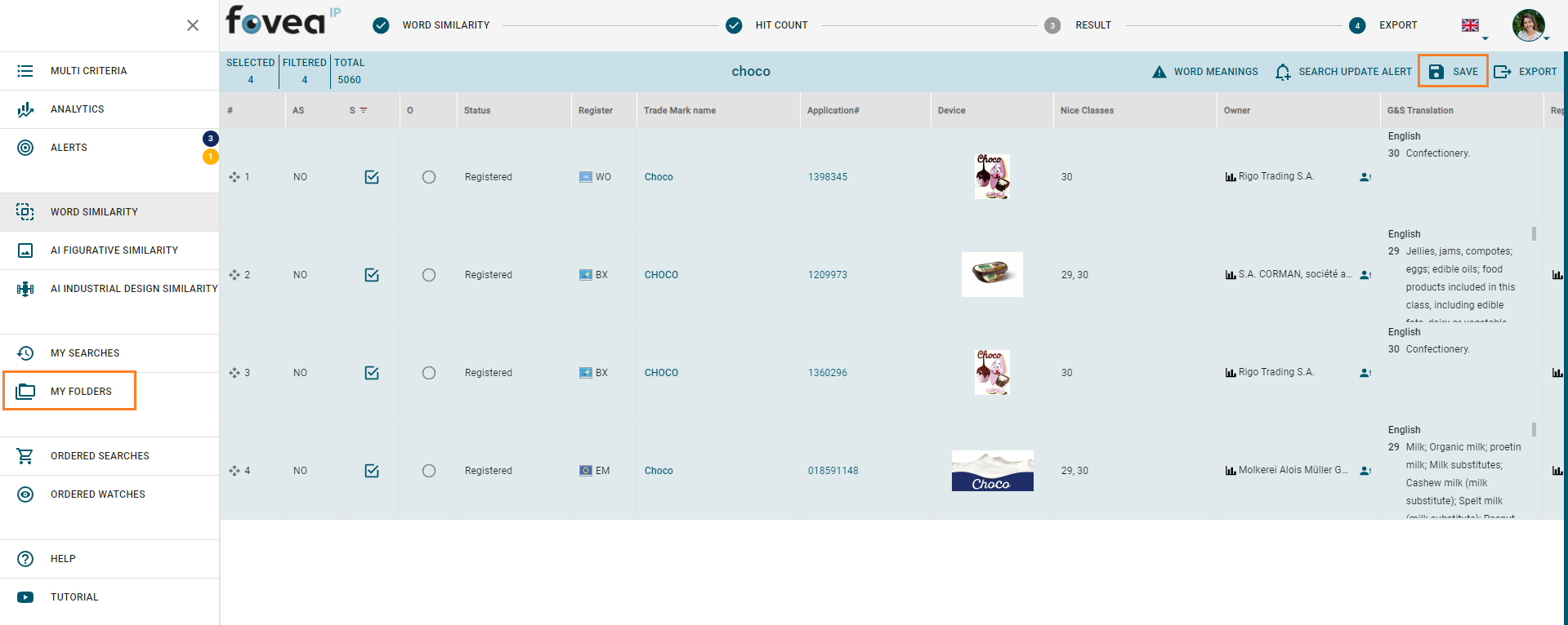 Users can search local classifications for industrial designs